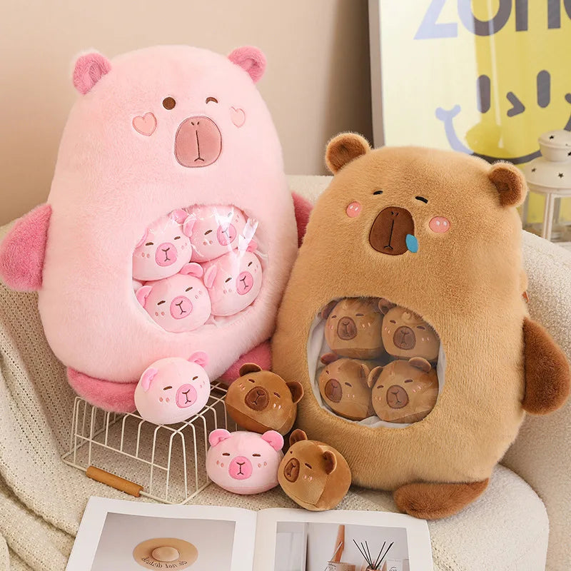Capybara Plushie Bag filled with 6 Mini Capybaras – Squishy Plushies