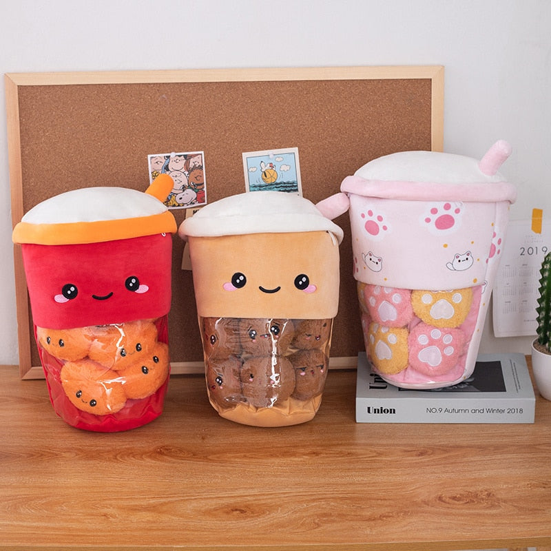 Bubble Tea Snack Bag Plushie Boba Tea Plush Pillow Toy – Squishy Plushies